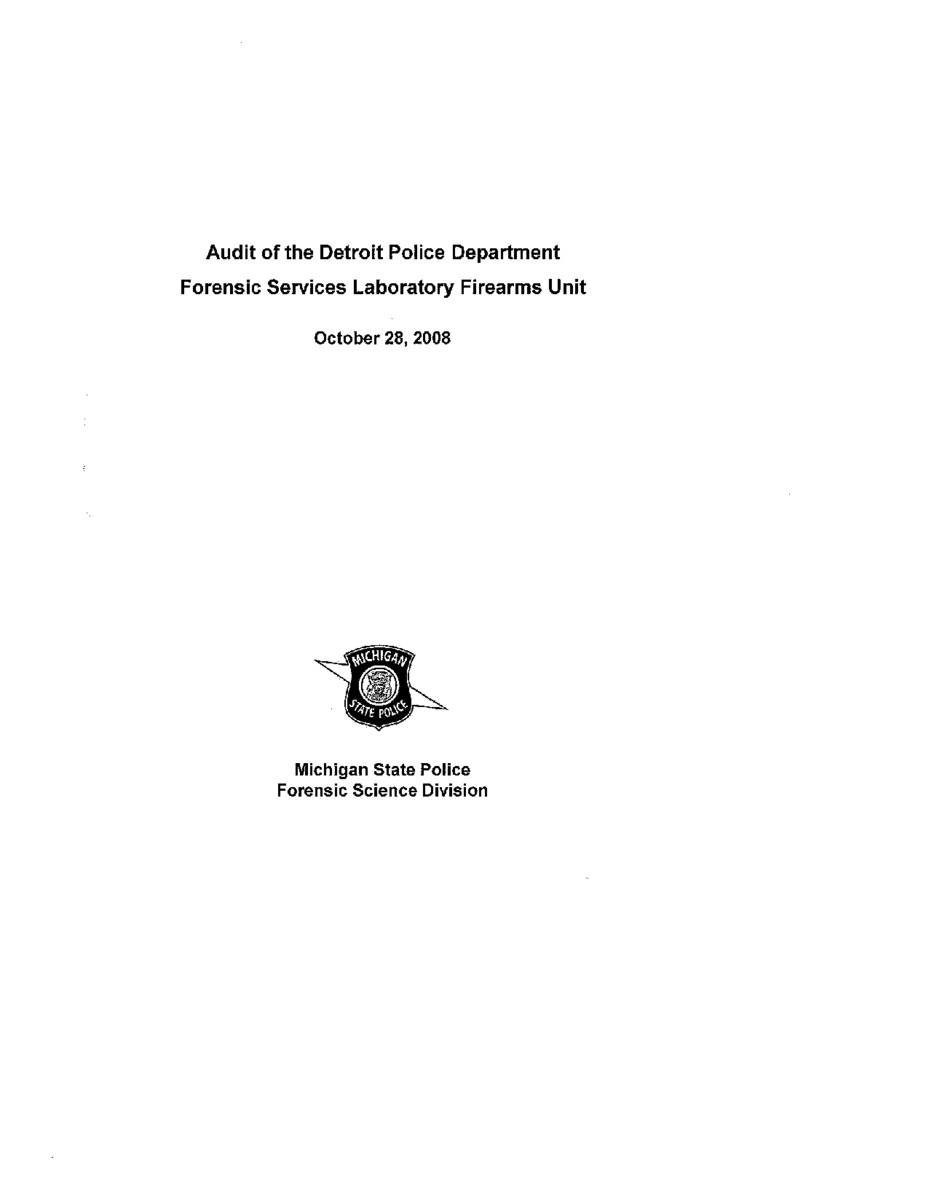 Audit of the Detroit Police Department Forensic Services Laboratory ...