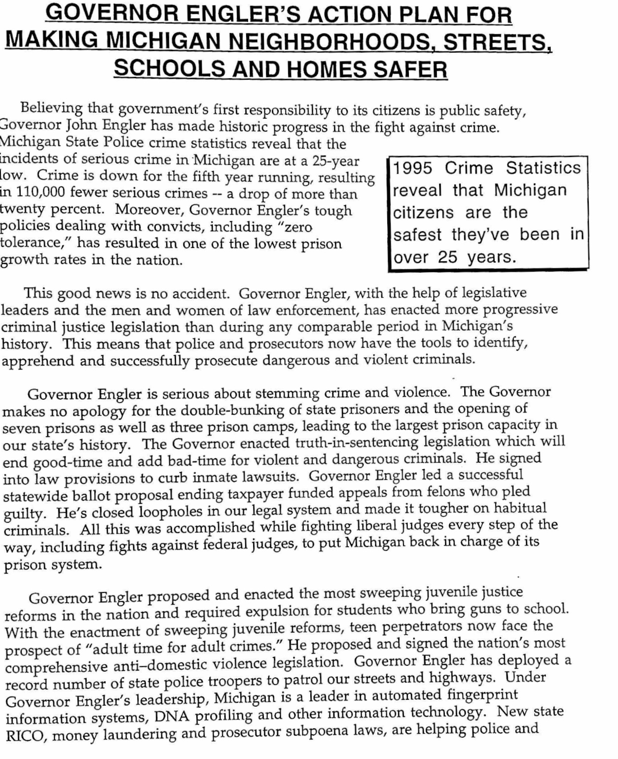 governor engler's action plan for making michigan neighborhoods ...
